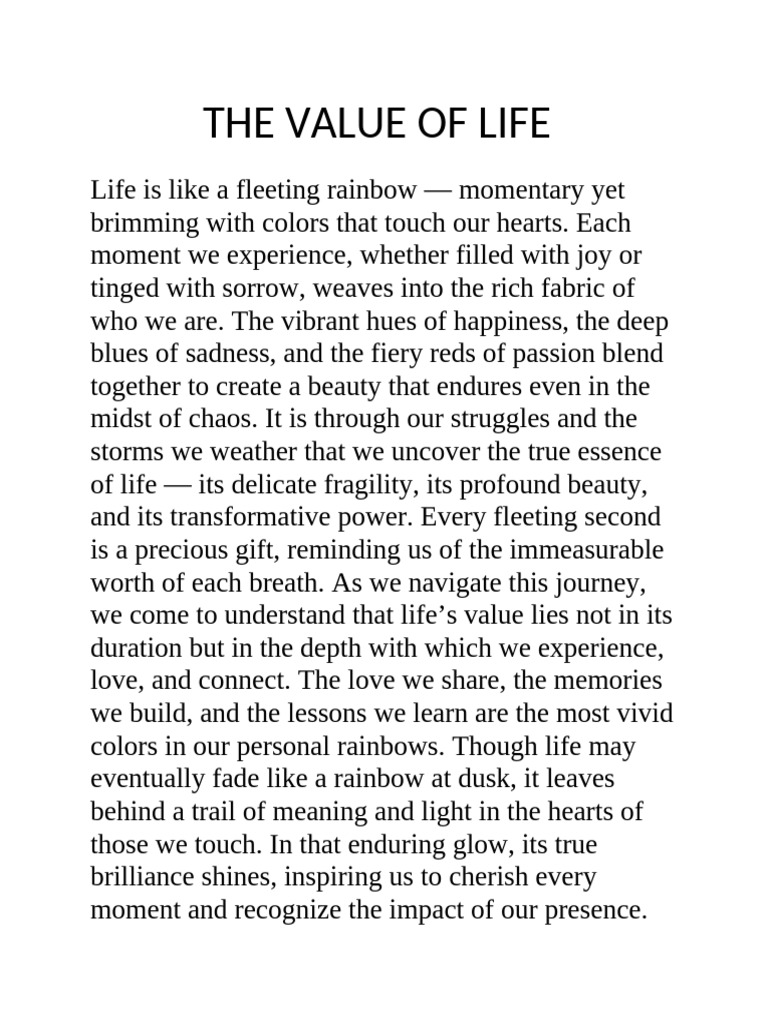 The Value of Life | PDF