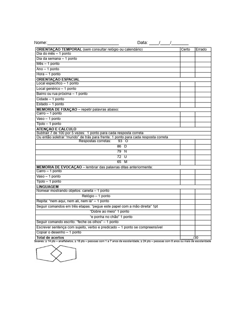 Mini-Exame Do Estado Mental MEEM | PDF