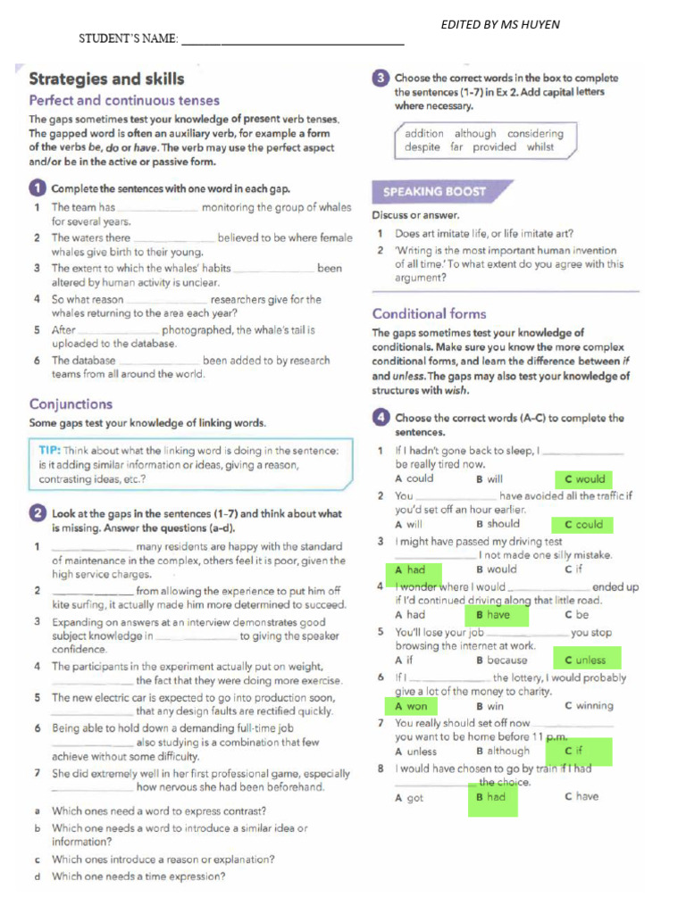 C1 LEVEL - LESSON 3 - FURTHER PRACTICE-key For Students | PDF