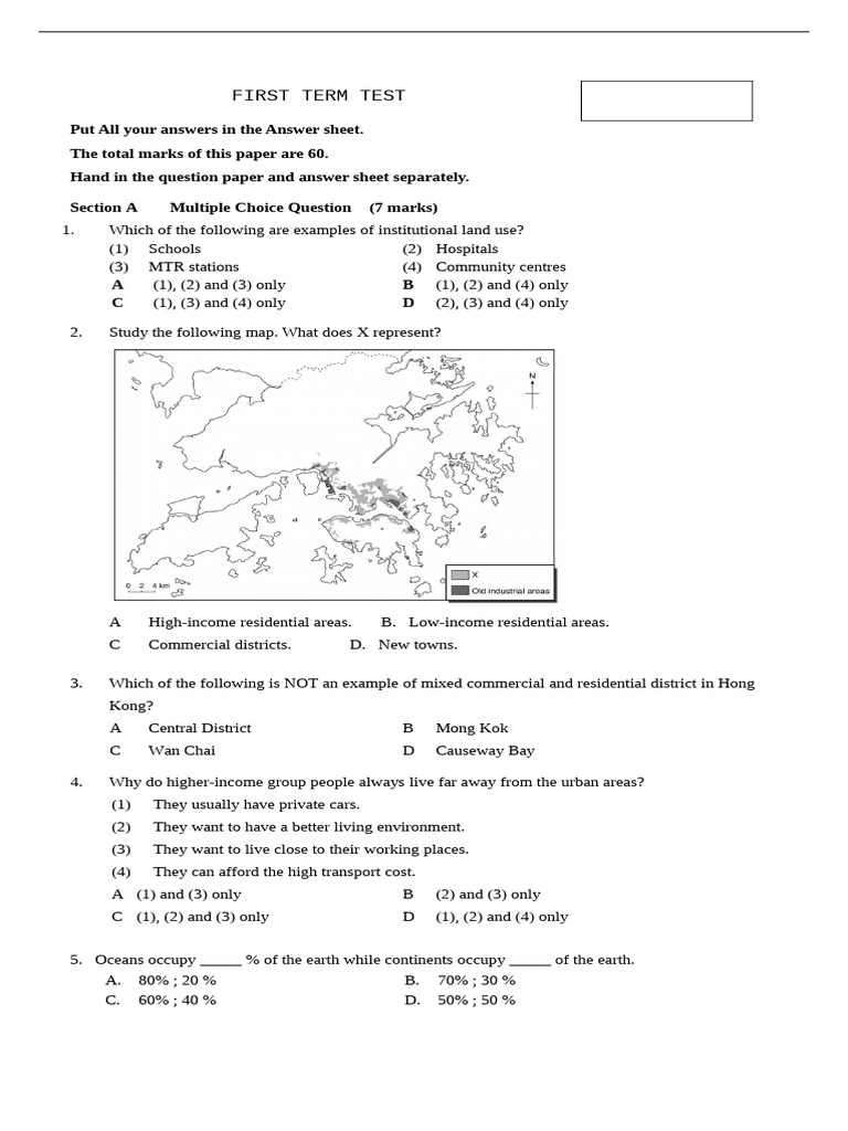 Grade 9 Hong Kong Geography Test | PDF