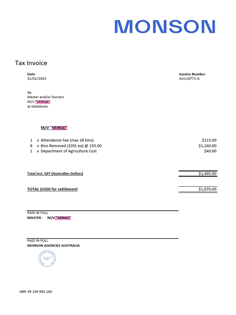 Invoice Garbage | PDF