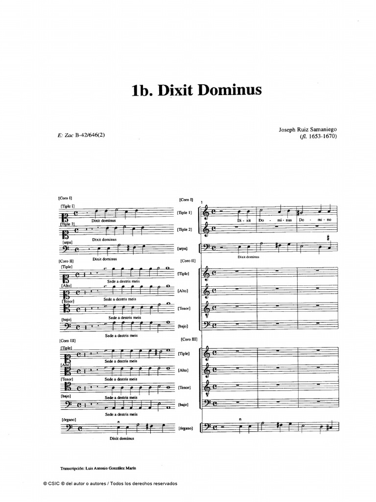 Samaniego, Joseph Ruiz. Dixit Dominus | PDF | Canto | Música vocal