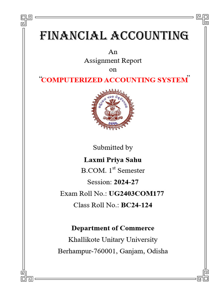 Front Page Financial Accounting Assignment L | PDF
