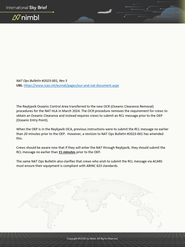 01-30 - Minor Change To RCL Procedure in Reykjavik OCA | PDF | Aviation ...