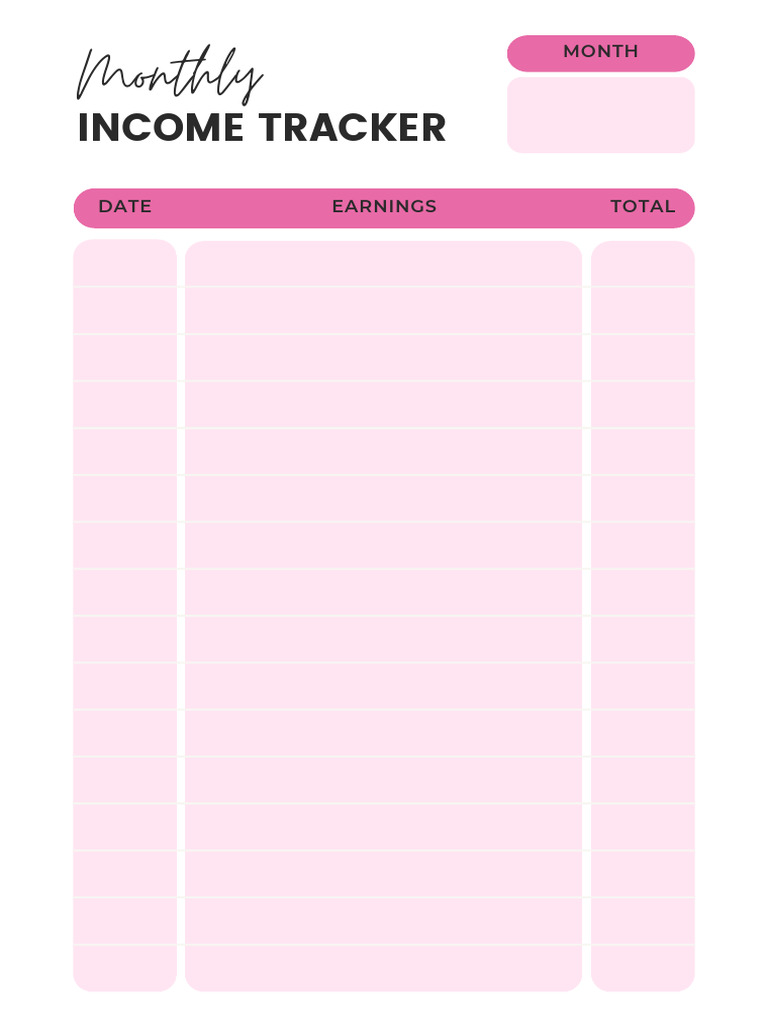 Monthly Income Tracker | PDF