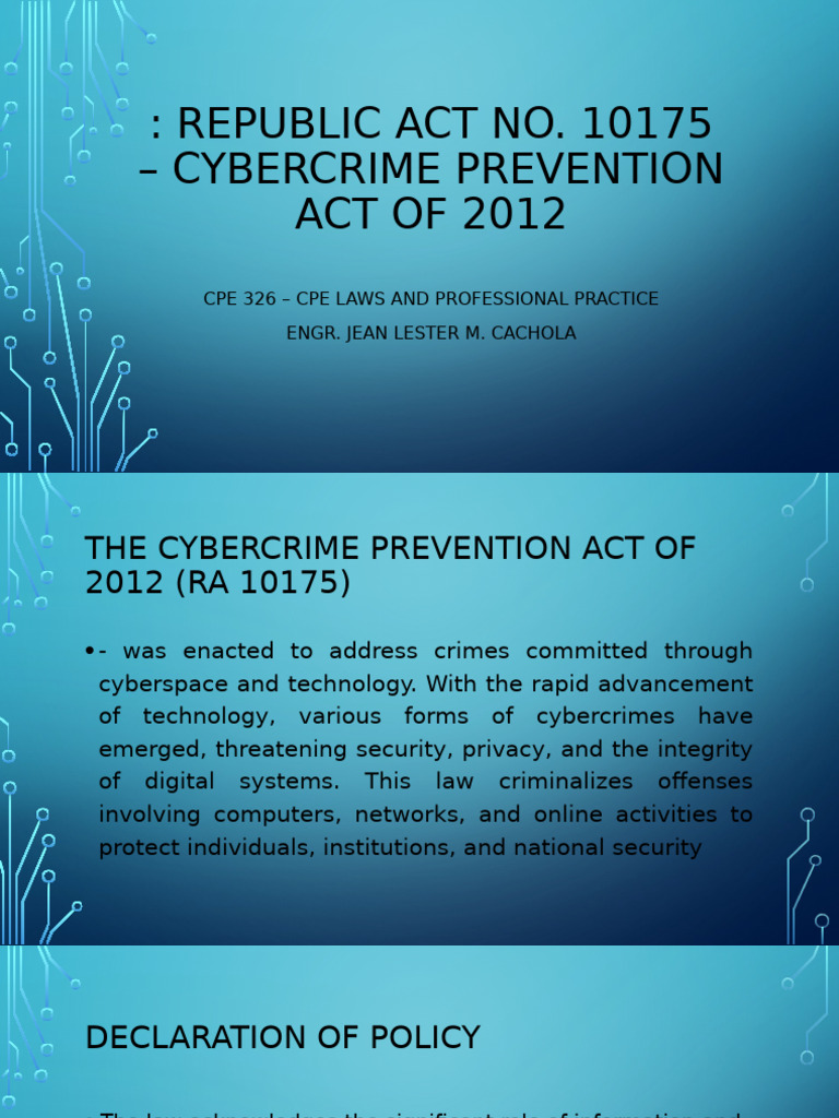 CPE LAWS WEEK 2 | PDF | Cybercrime | Computer Security