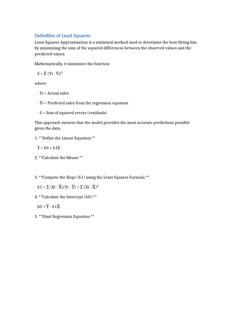 Least Squares Approximation Pdf