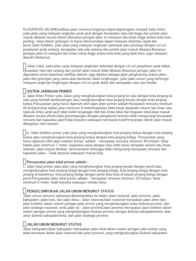 Klasifikasi Jalan | PDF