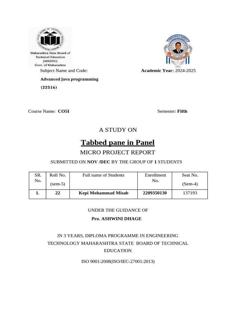 AJP Index Micro-Project | PDF
