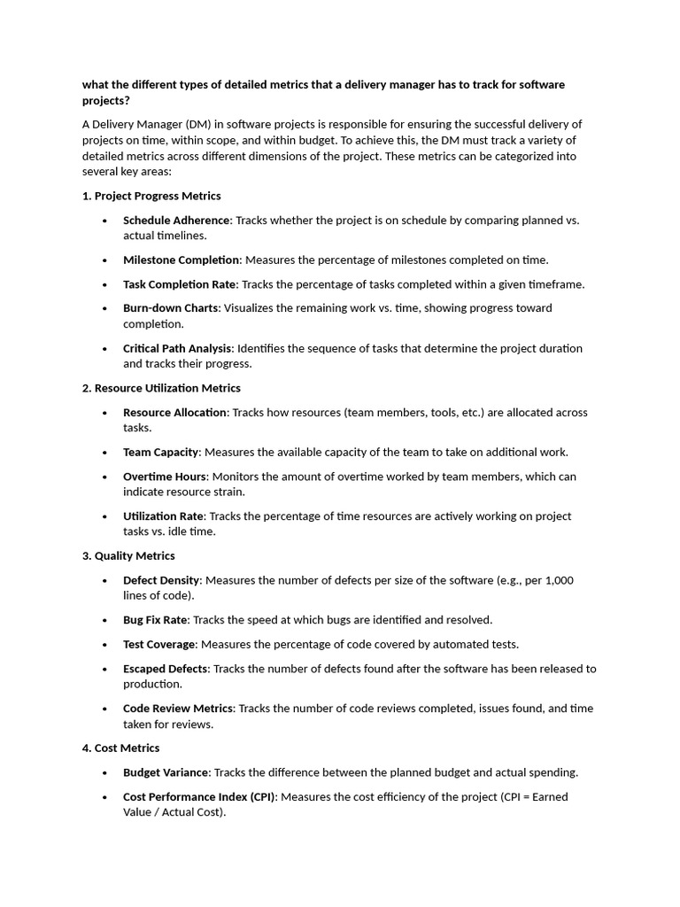 What The Different Types of Detailed Metrics That A Delivery Manager ...