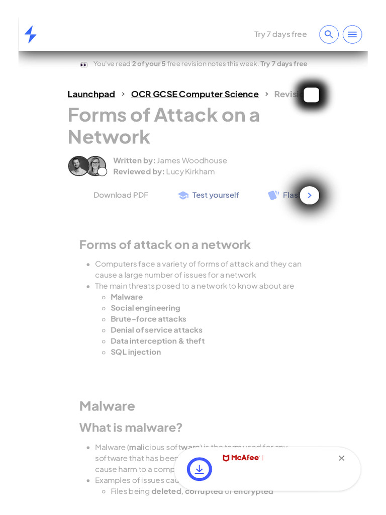 Network Attack Types in GCSE Cyber Security | PDF | Malware | Denial Of ...
