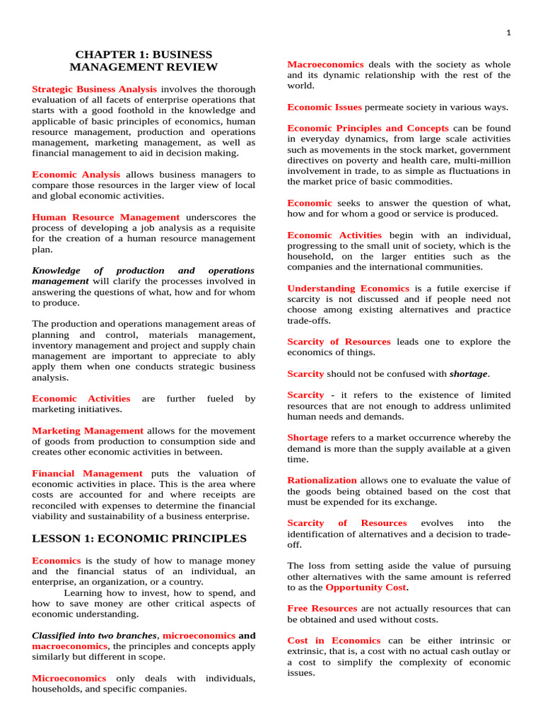 Sba Chapter 1 5 Reviewer | PDF | Economics | Performance Appraisal