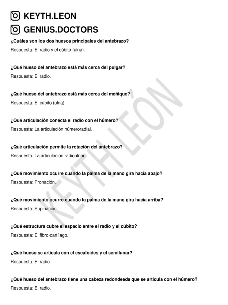 Preguntas Simples - Antebrazo | PDF