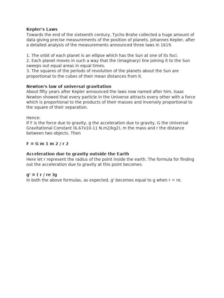 Kepler's Laws and Universal Gravitation | PDF