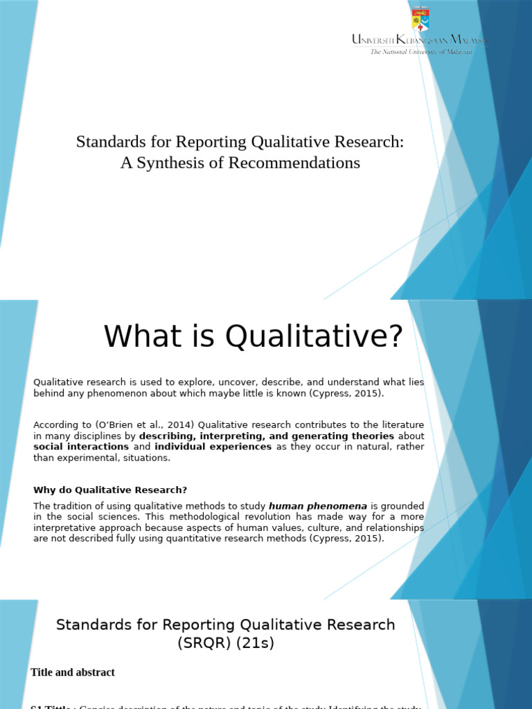 Reporting Standards for Qualitative Research | PDF | Qualitative ...