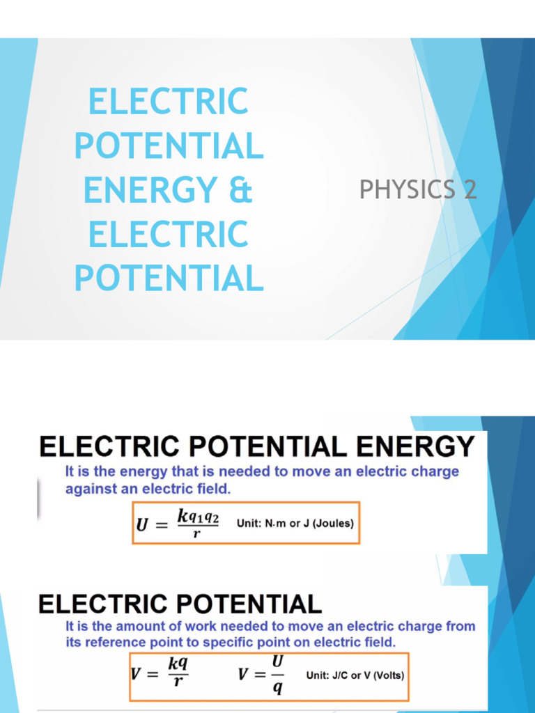Electric Potential Energy Electric Potential | PDF