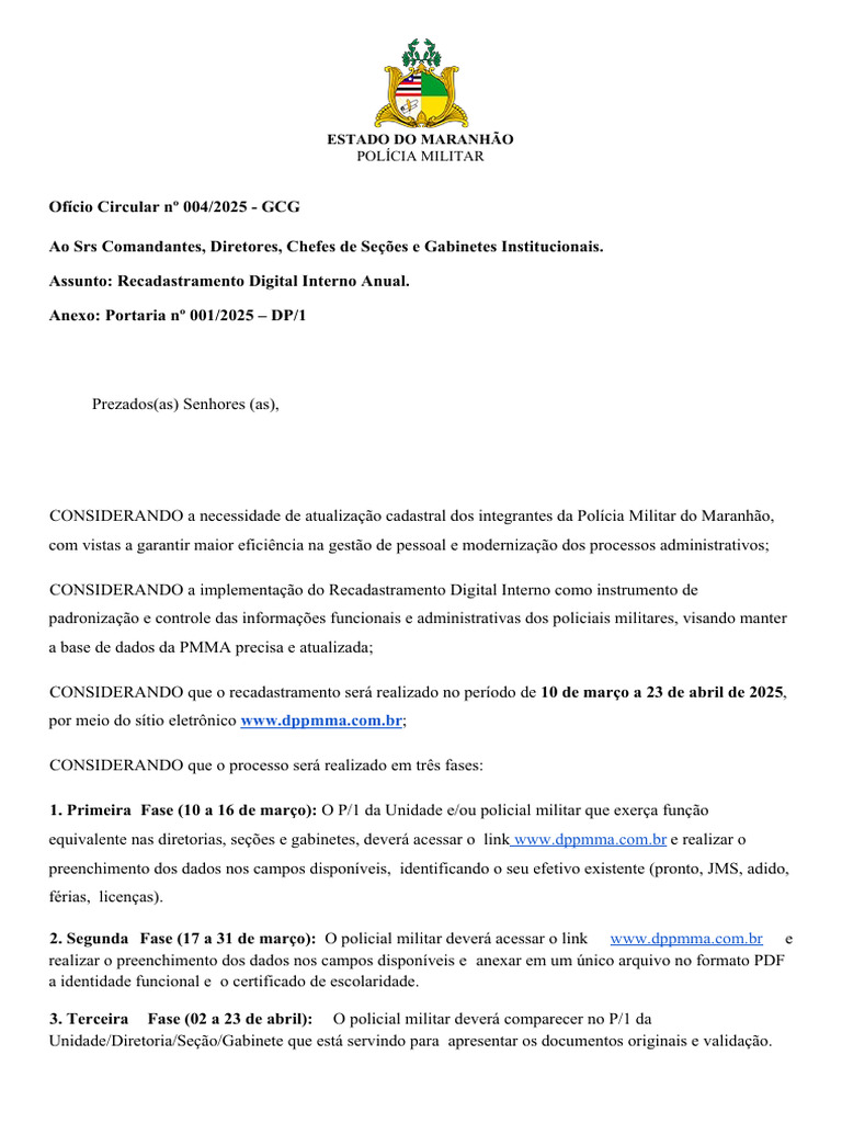 SEI_6368461_Oficio_SN_004_2025 | PDF | Polícia | Polícia militar