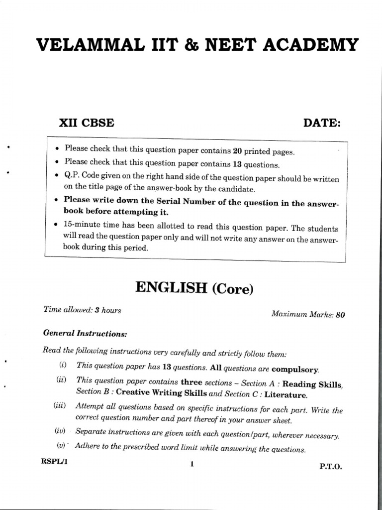 RS Eng QP Set-1 | PDF