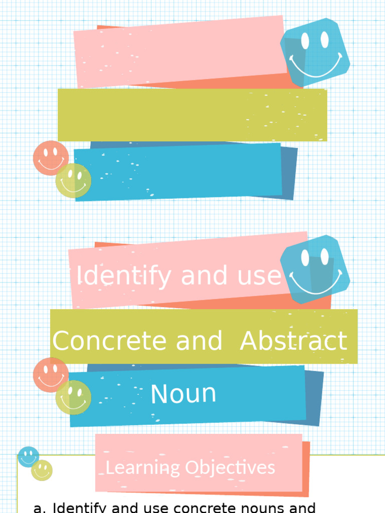 Concrete or Abstract Noun Quiz Presentation in Colorful Illustrative ...
