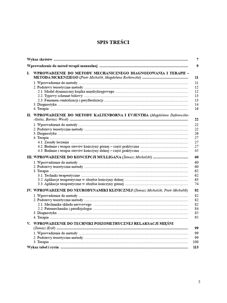 Terapia Manualna Spis | PDF