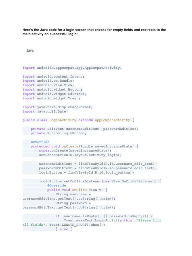 Generate A Login Code That Checks If The Fields A... | PDF | User (Computing) | Software Engineering