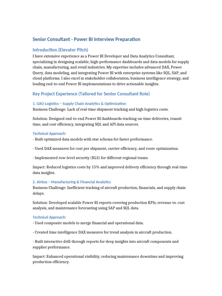 Senior Consultant PowerBI Preparation | PDF | Analytics | Databases