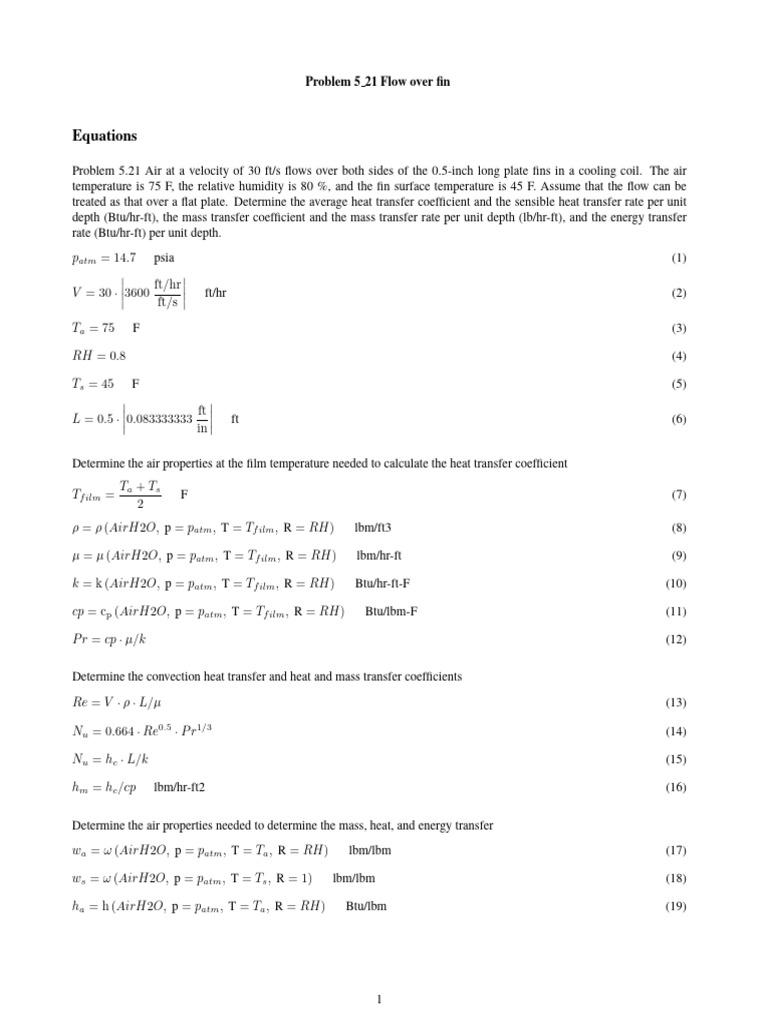 Problem 5 - 21 Flow Over Fin | PDF | Heat Transfer | Heat