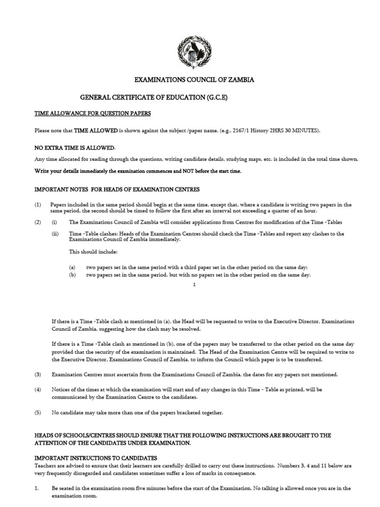 2025 GCE TIME TABLE - Final | PDF | Multiple Choice