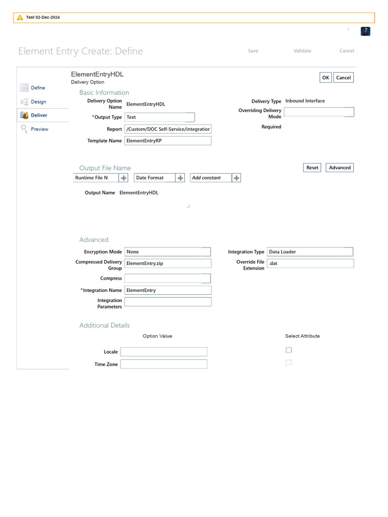 Element Entry Integration Setup Guide | PDF