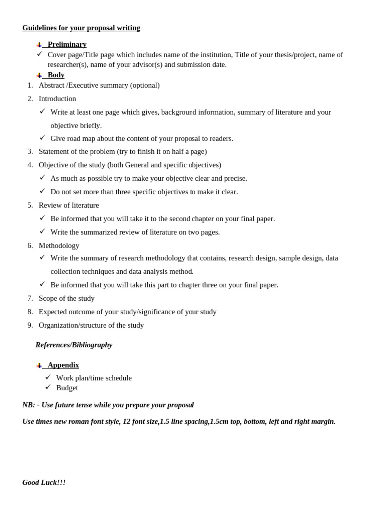 Guidelines For Your Proposal Writing | PDF