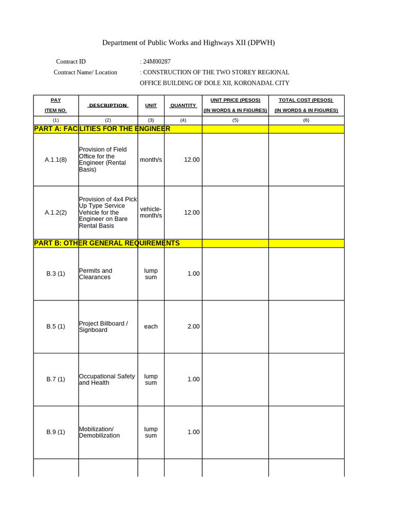 24m00287 - Dole Boq (Scope of Works) | PDF | Window | Civil Engineering