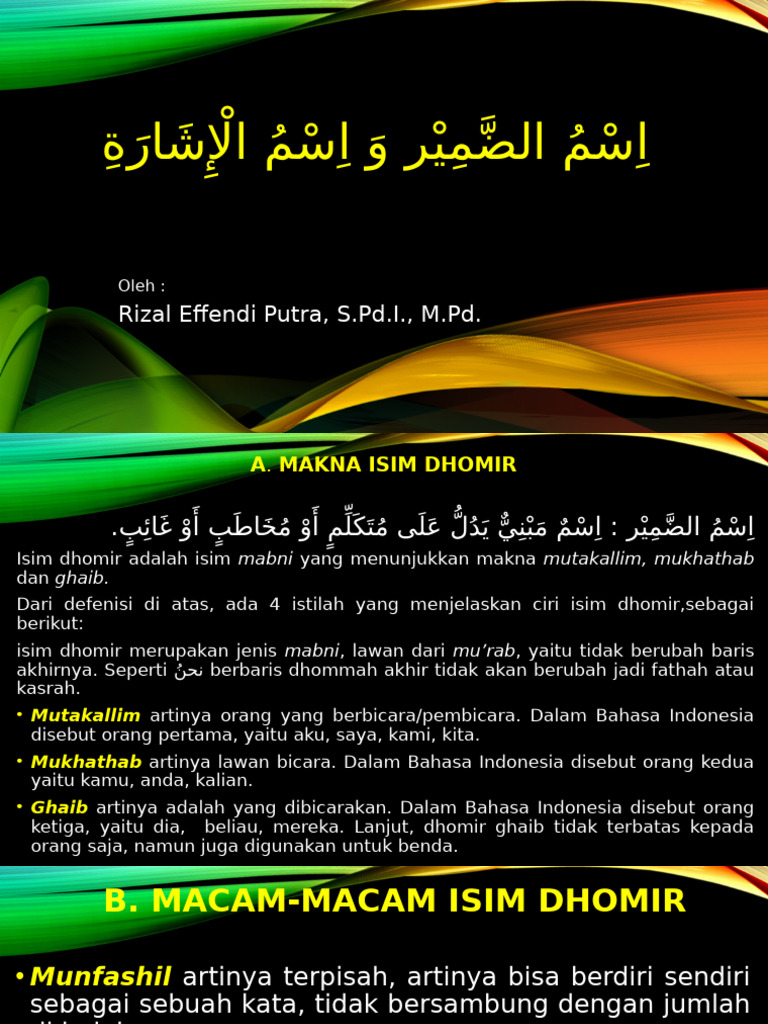 ISIM DHOMIR DAN ISYAROH | PDF