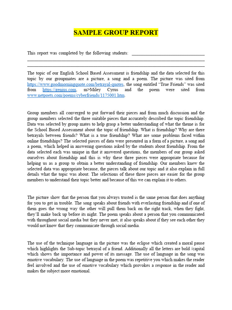 Sample Group Report | PDF | Human Communication