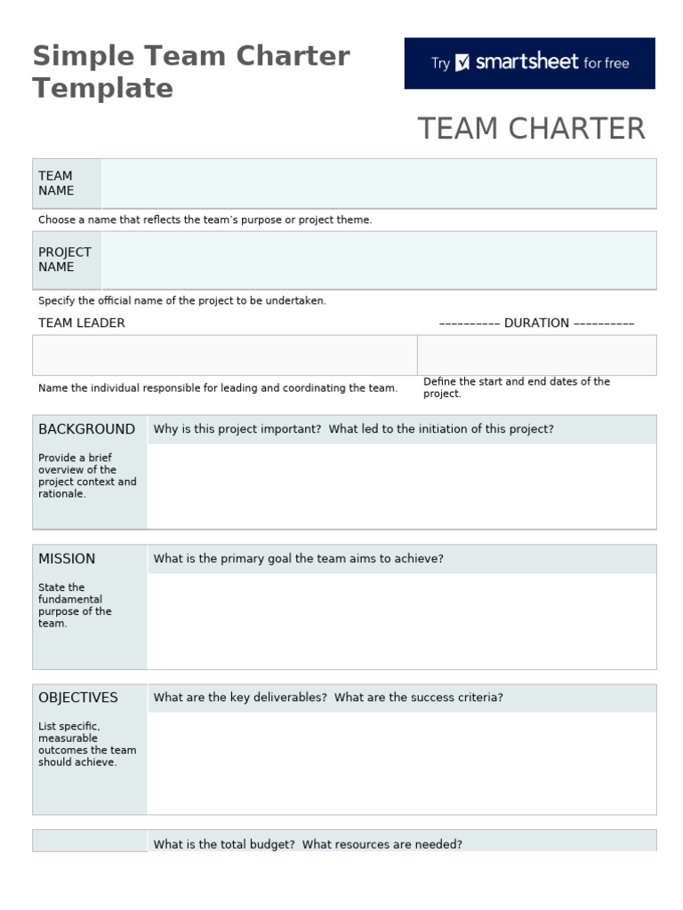 Ic Simple Team Charter Template 12117 - Word | PDF