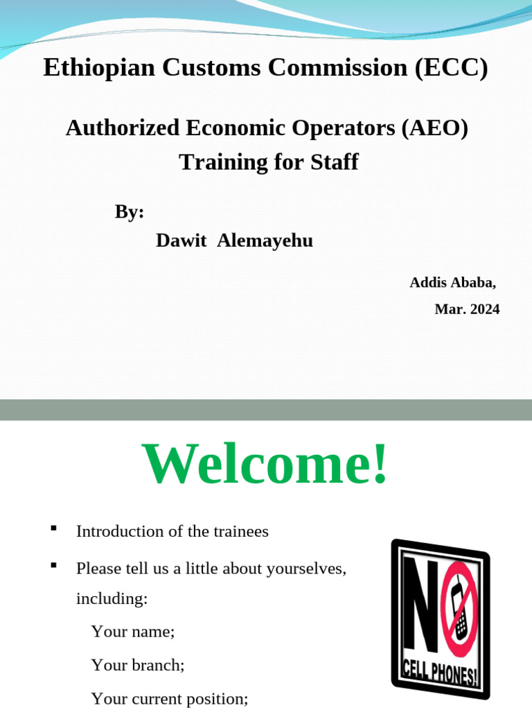 23 AEO Training (Dawit A.) | PDF | Audit | Customs
