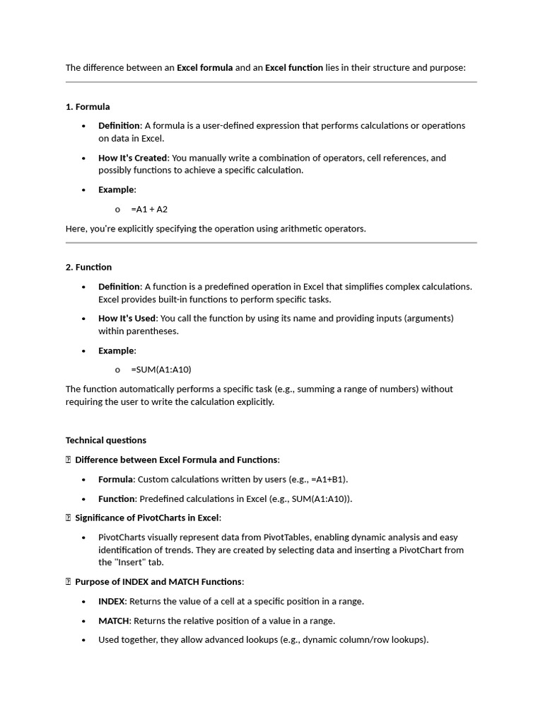Excel: Functions vs. Formulas Explained | PDF | Microsoft Excel ...