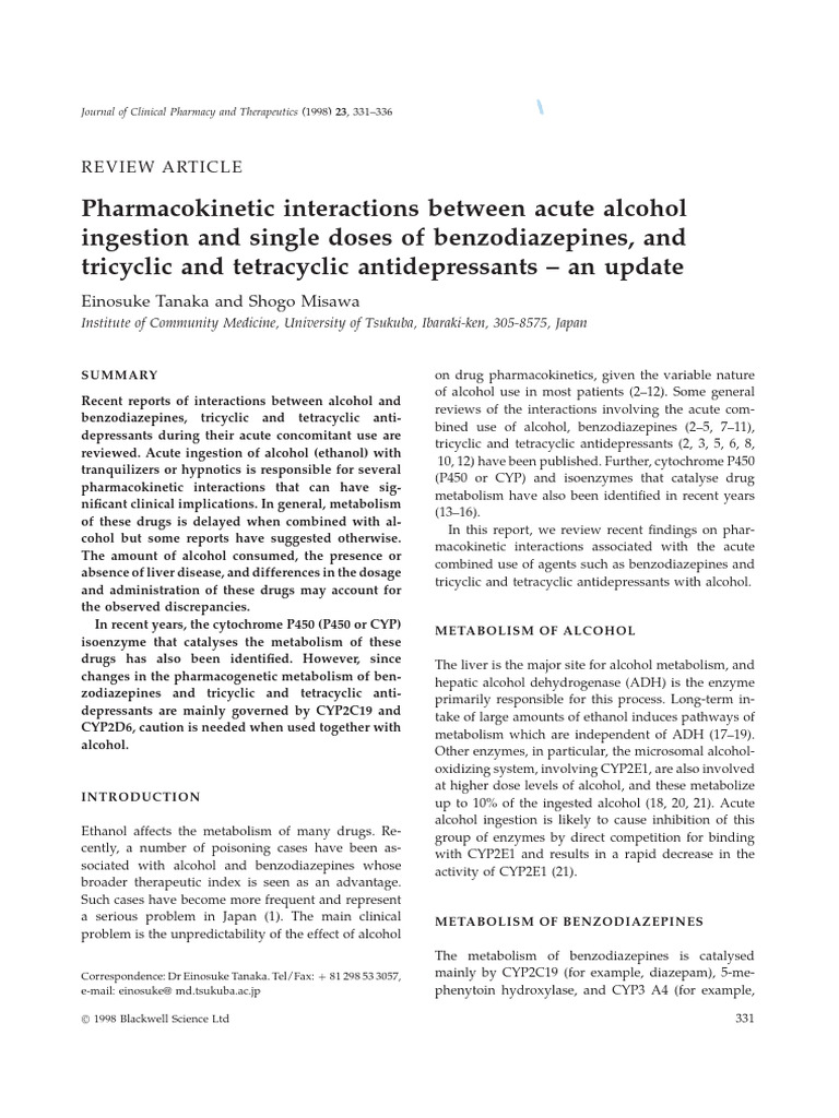 Alcohol and Benzodiazepine Interactions | PDF | Drug Metabolism ...