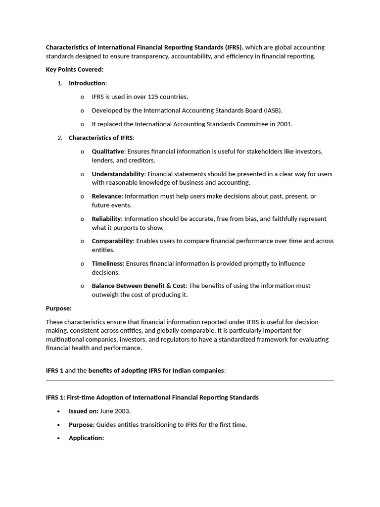 Characteristics of International Financial Reporting Standards | PDF ...