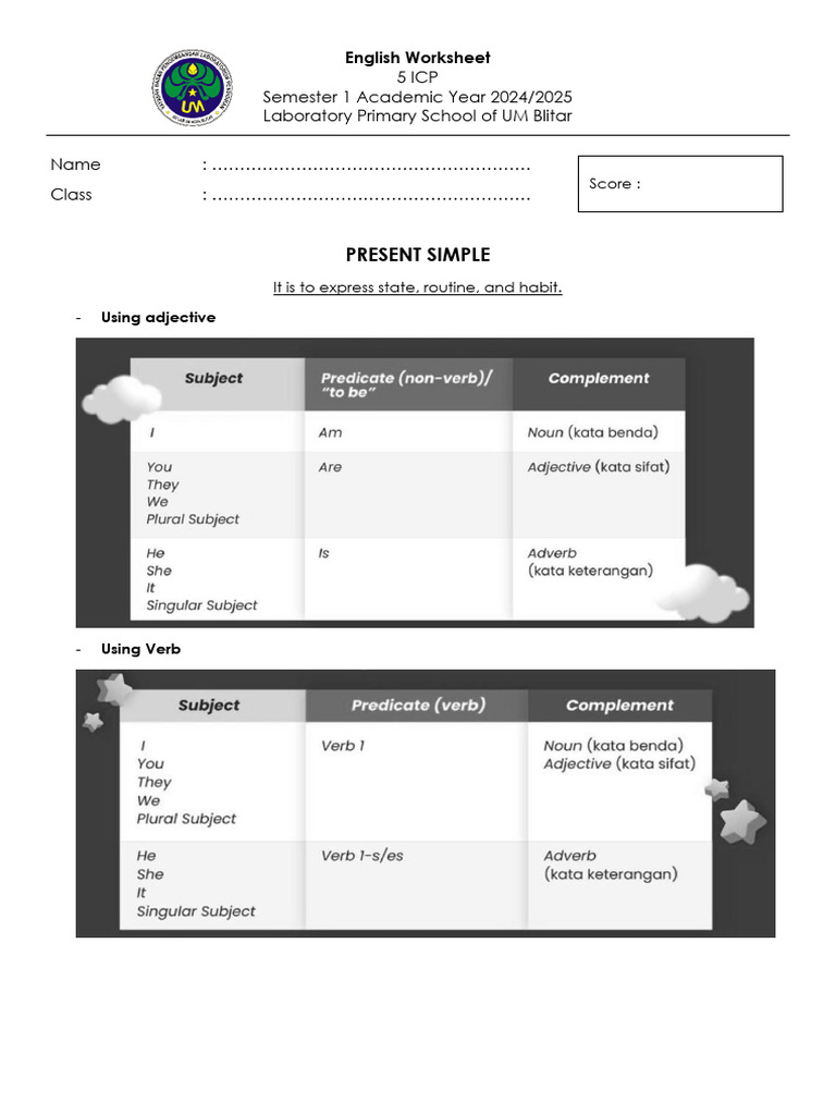 English Worksheet - 5 - Present Simple Exercise | PDF