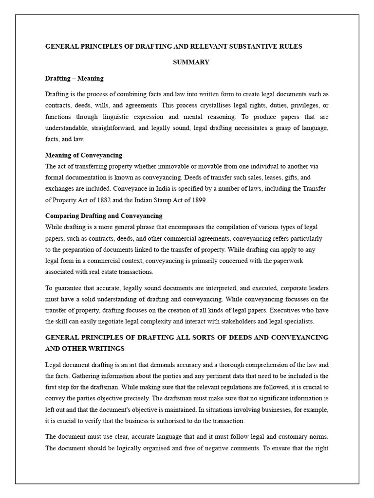 General Principles of Drafting Summary | PDF | Deed | Conveyancing