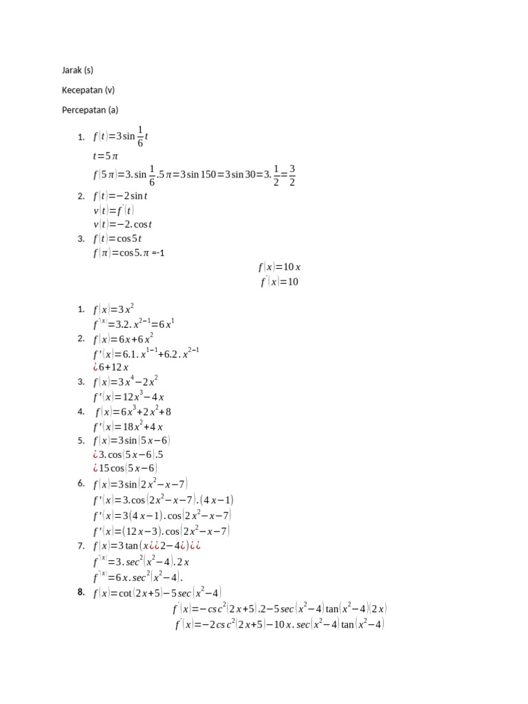 Pertemuan 1. Turunan Trigonometri | PDF