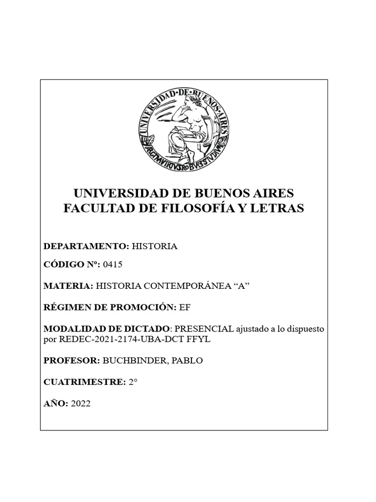 0415 - Historia Contemporánea - A - Buchbinder - 2C 2022 | PDF | Karl ...