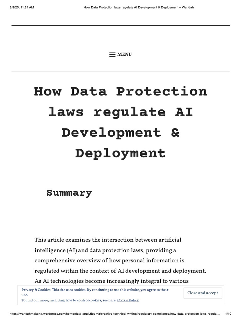 How Data Protection Laws Regulate AI Development & Deployment - Waridah ...