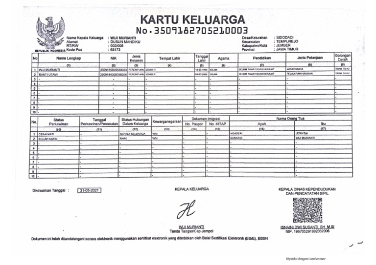 Contoh - SCAN KK | PDF