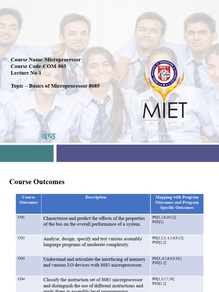 Lec-01 (Introdcution To 8085) | PDF | Central Processing Unit | Microprocessor
