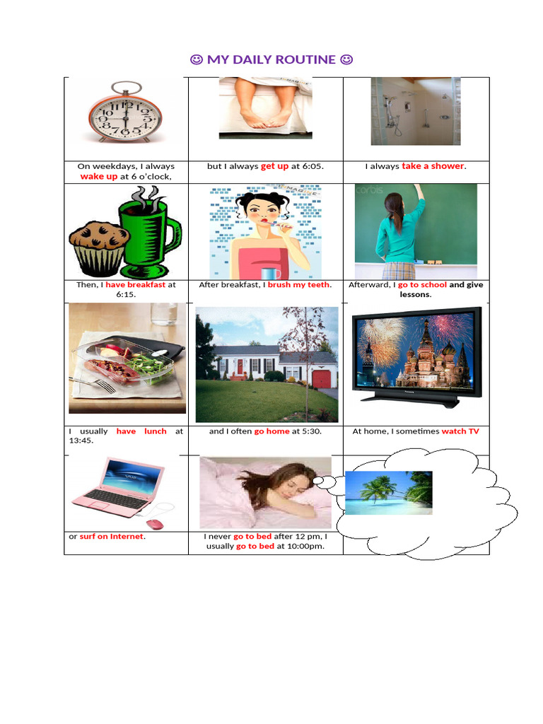 Daily Routines Sentences Flashcards Grammar Guides 49672 | PDF