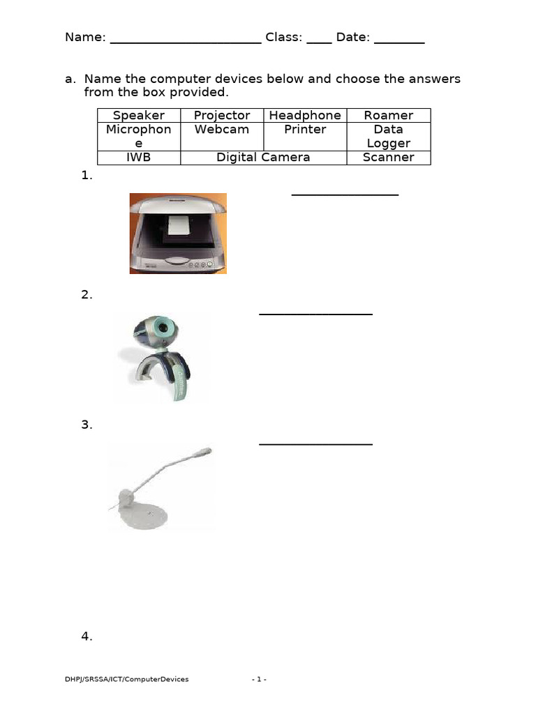 Computer Devices Identification Worksheet | PDF