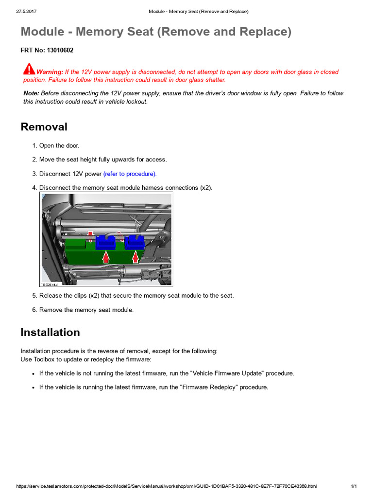 Module - Memory Seat (Remove and Replace) | PDF