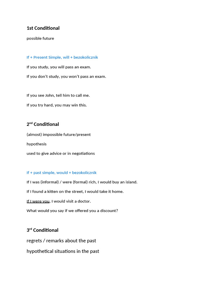 1st, 2nd, 3rd Conditional | PDF