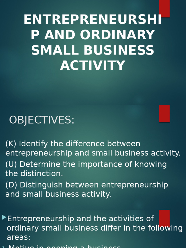 Entrepreneurship vs. Small Business Insights | PDF | Entrepreneurship ...